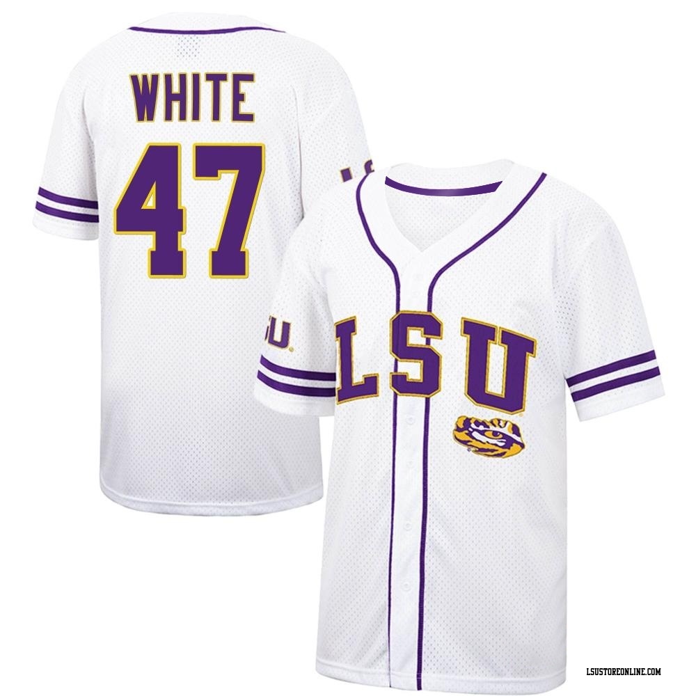 Tommy White Replica White/Purple Youth LSU Tigers Colosseum Free ...