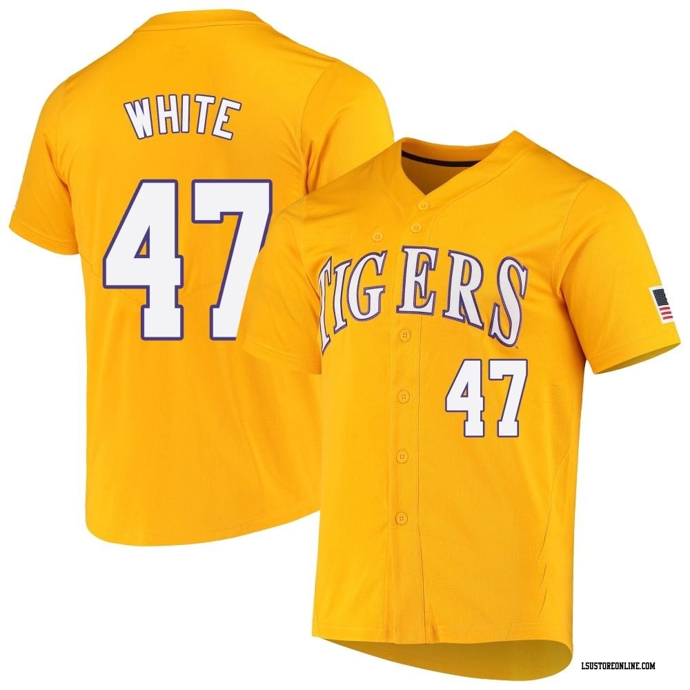 Tommy White Replica White Youth LSU Tigers Yellow Full-Button Baseball ...