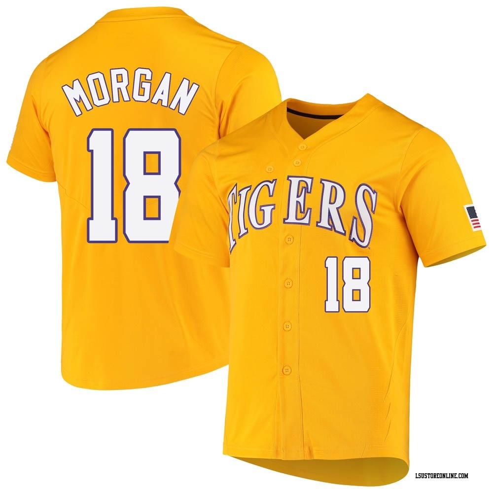 Tre' Morgan Replica Yellow Youth LSU Tigers Full-Button Baseball Jersey ...